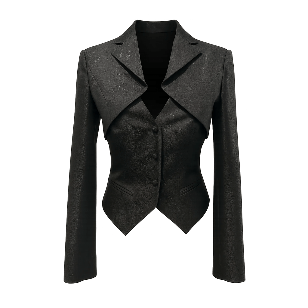 Black Cropped Blazer Cutout Formal Jacket